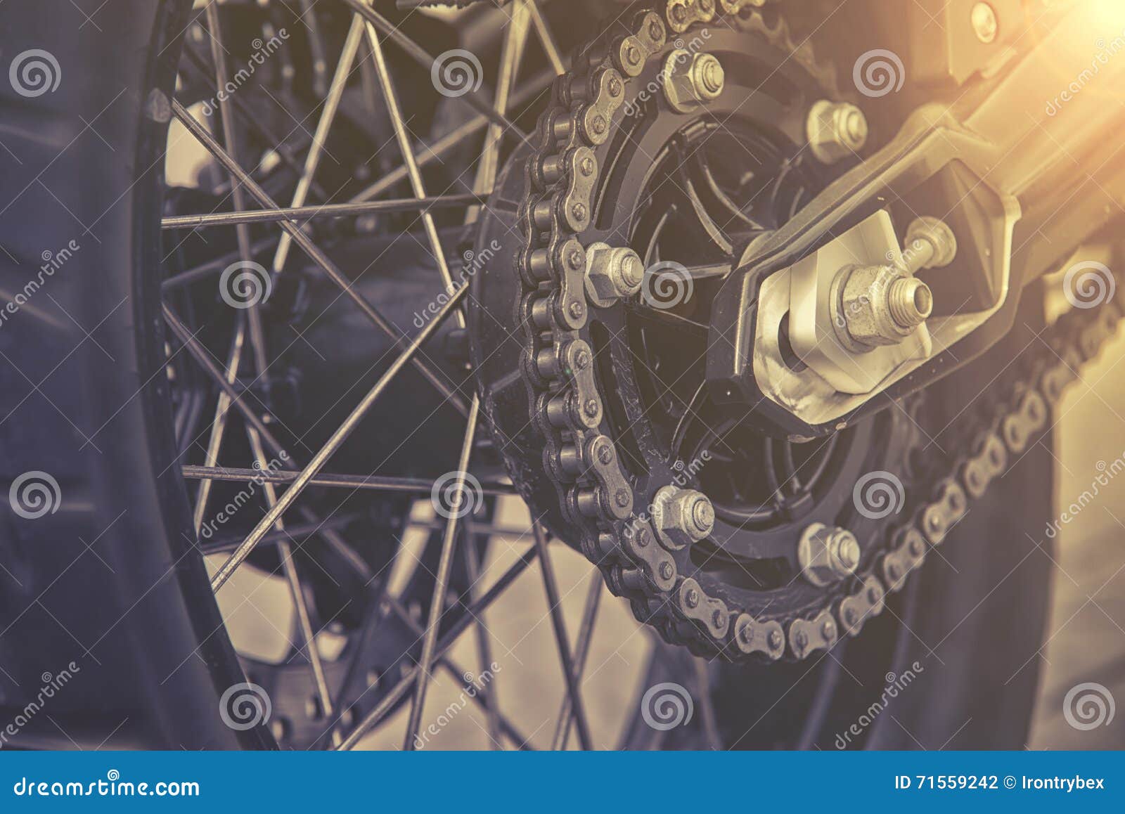 Rear Chain and Sprocket of Motorcycle Wheel Stock Photo - Image of ...