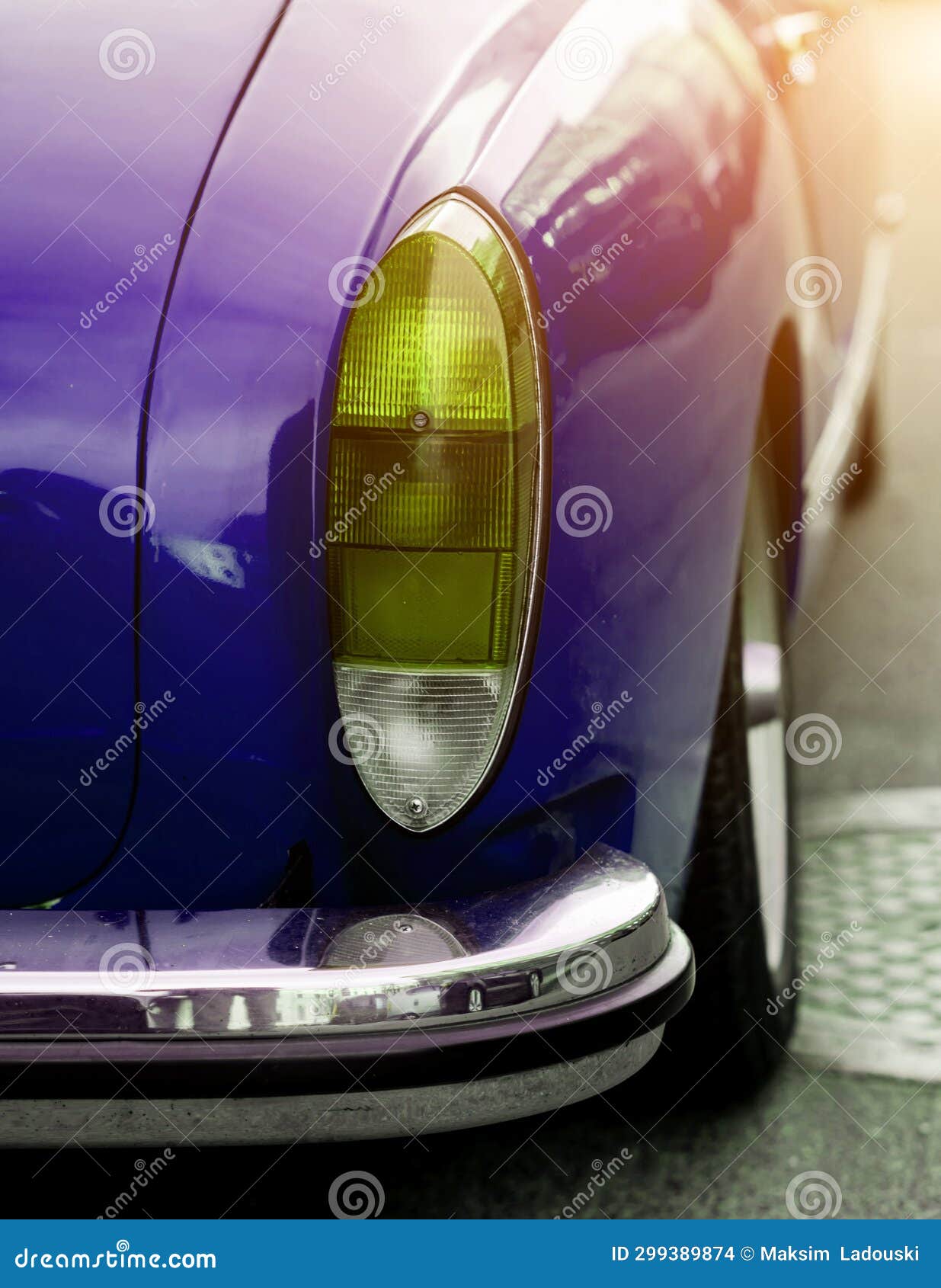 Rear End of Blue Classic Car Stock Photo - Image of drive, bumper ...