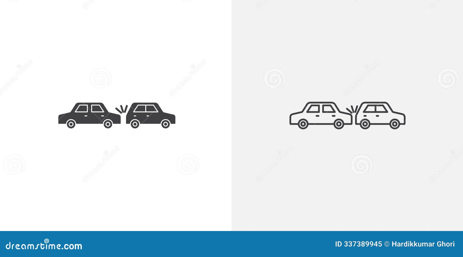 Rear End Collision Thin Line Vector Icon Set Stock Vector ...