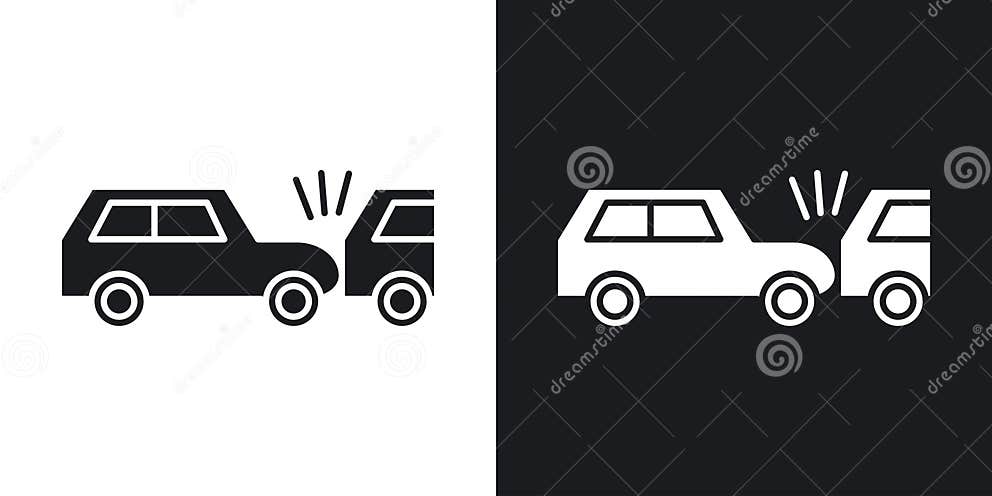 Rear End Collision Thin Line Vector Icon Set Stock Vector ...