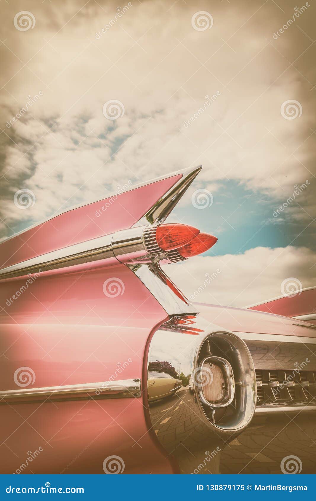 Rear End of a Pink Classic Car Stock Image - Image of iconic, view ...