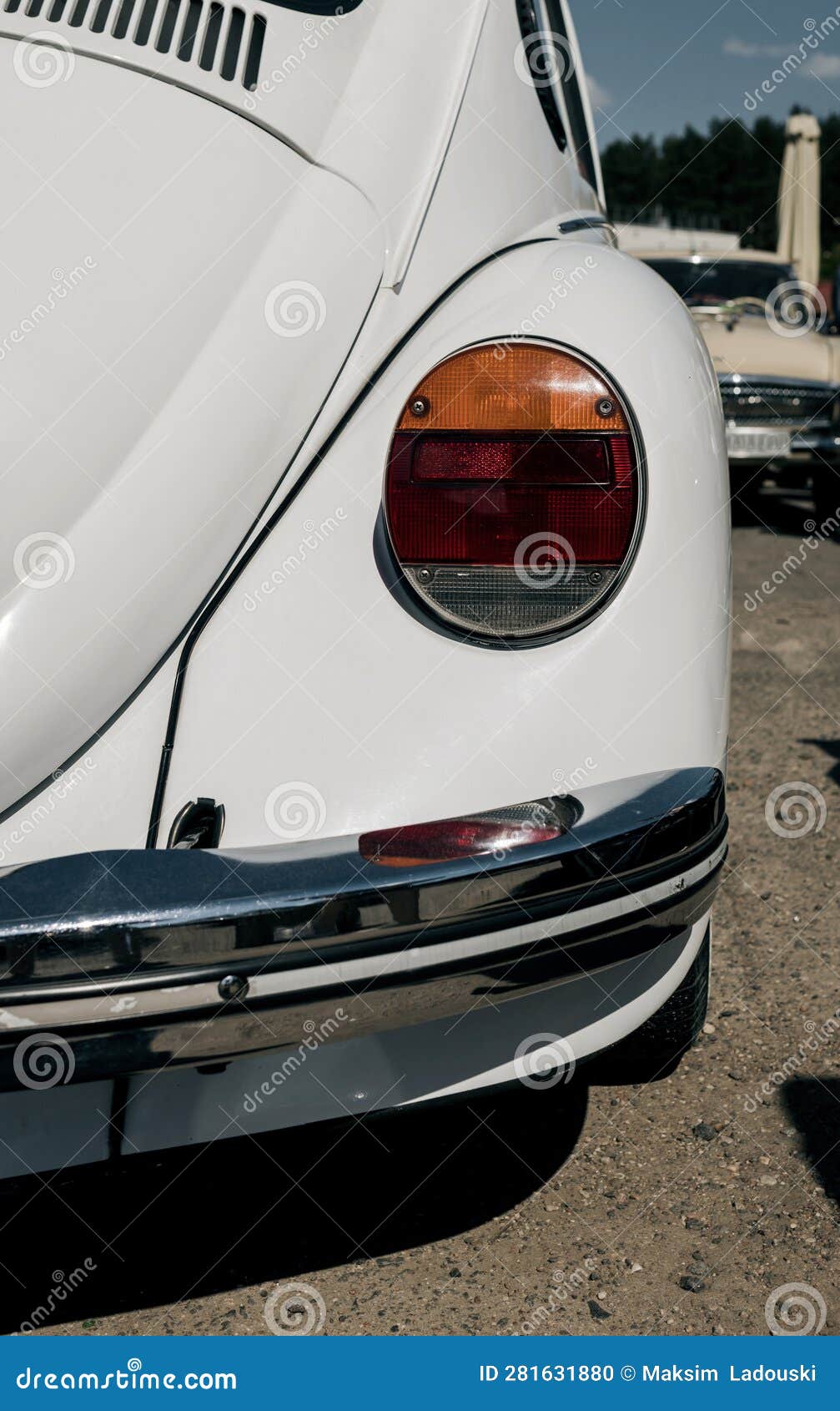 Rear End of White Classic Car Stock Photo - Image of transport, timer ...