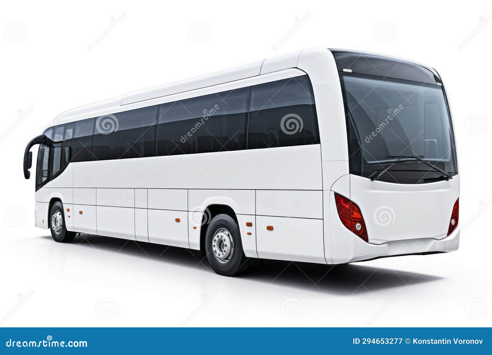 Rear Half-turn View of a White Intercity Bus Isolated on a White ...