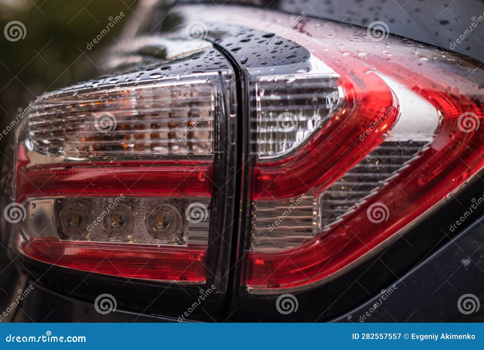 Rear Headlight of a Car in Water Drops Stock Image - Image of headlight ...