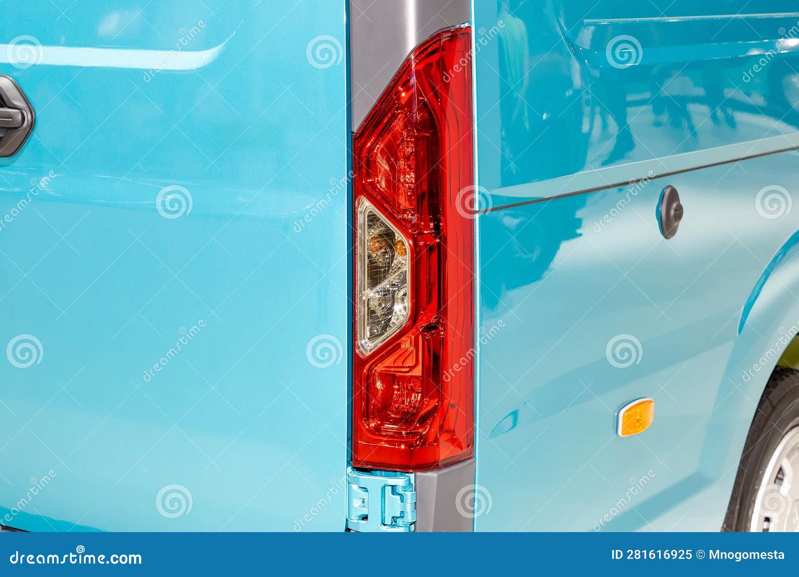 Rear Lights on a Blue Minibus. Road Safety Stock Image - Image of ...