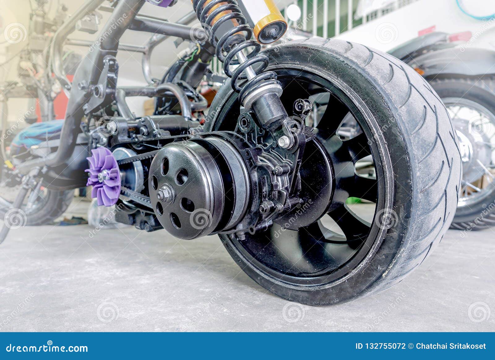 Rear Motorcycle Wheel and Belt Stock Photo - Image of background ...