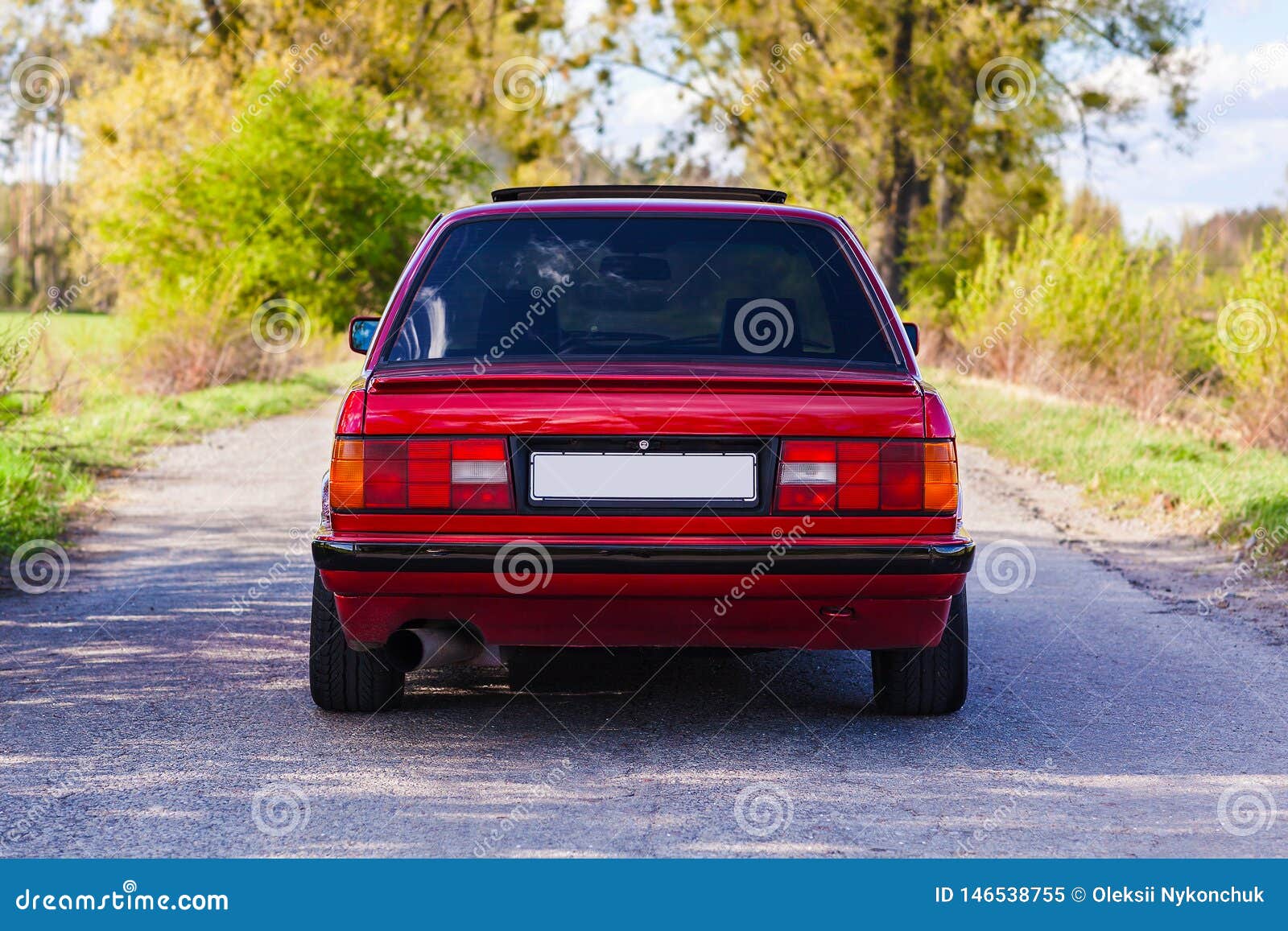 The Rear of the Old, Red, German Car Stock Image - Image of chrome ...