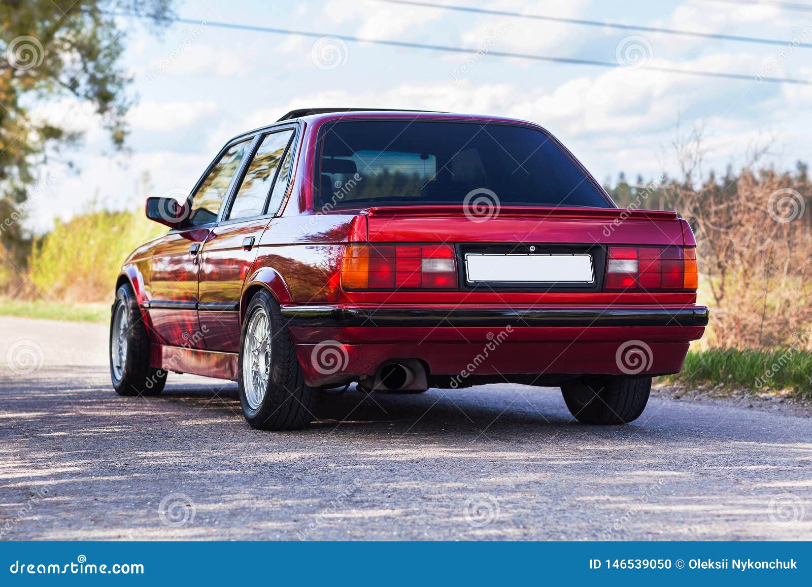 The Rear of the Old, Red, German Car Stock Photo - Image of auto ...