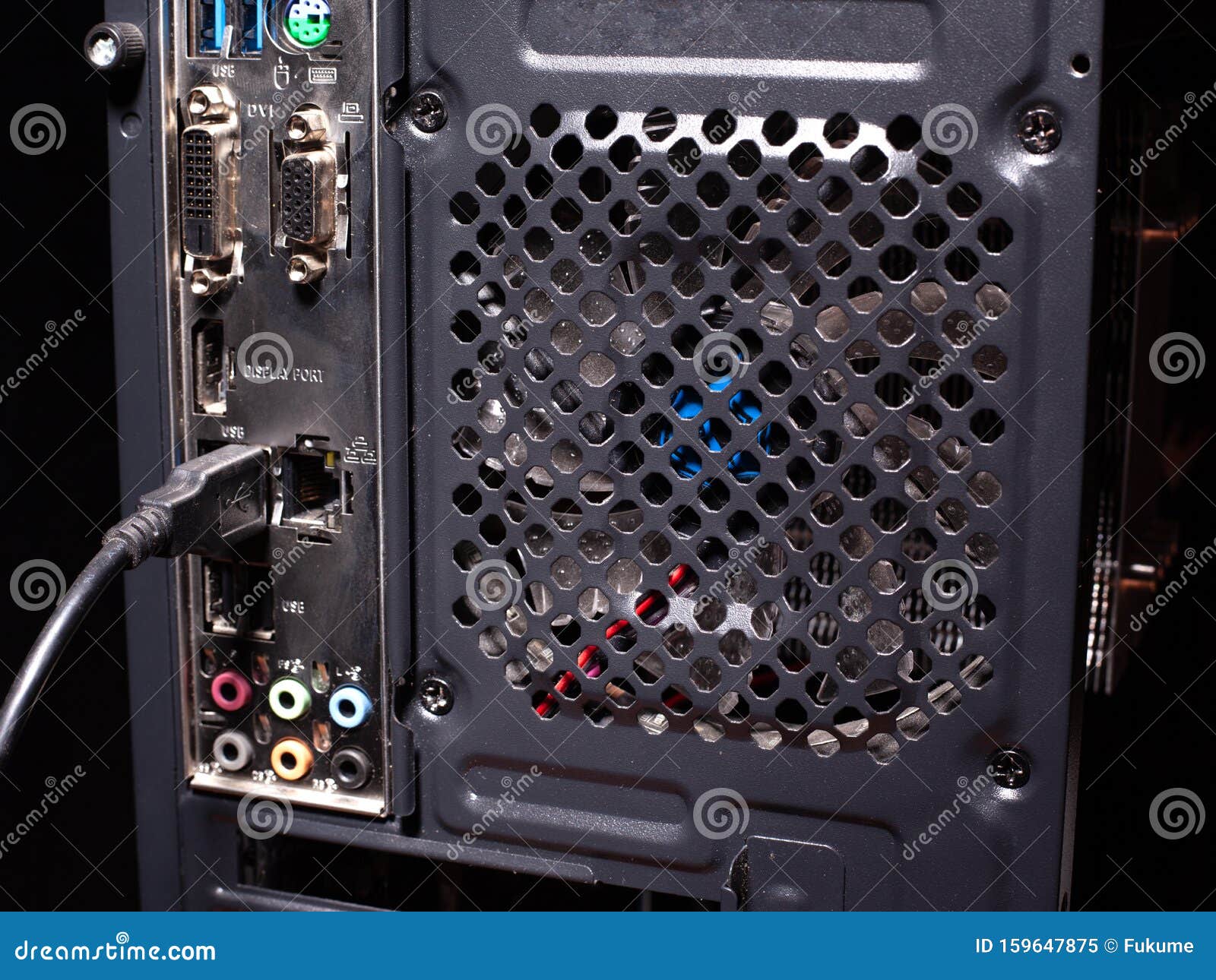 Rear Panel of the Computer with Various Inputs and Connectors for Audio ...