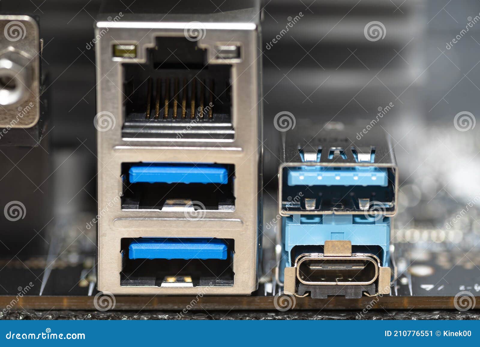 The Rear Panel of a Desktop Computer Motherboard with Visible ...