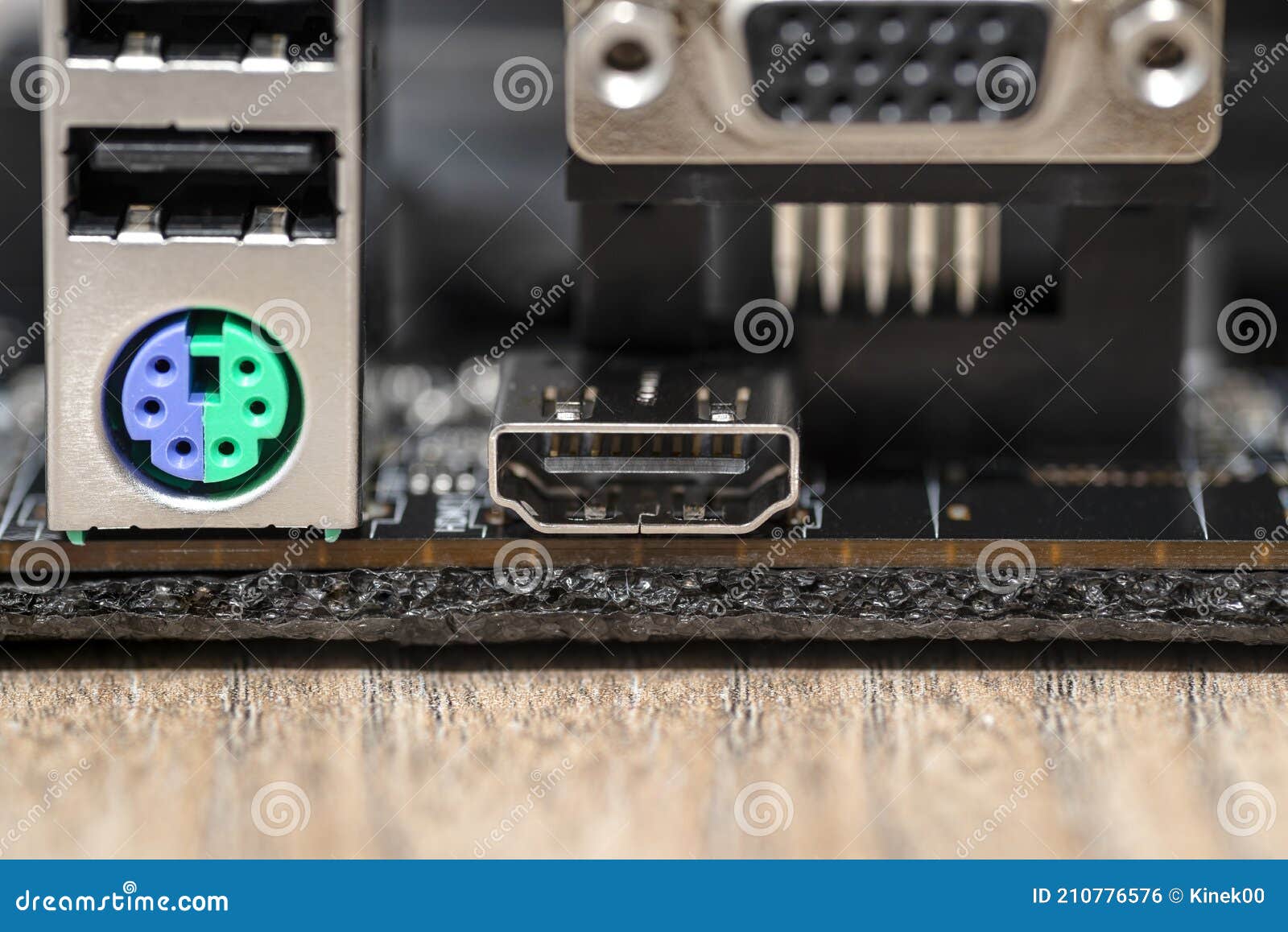 The Rear Panel of a Desktop Computer Motherboard with Visible ...