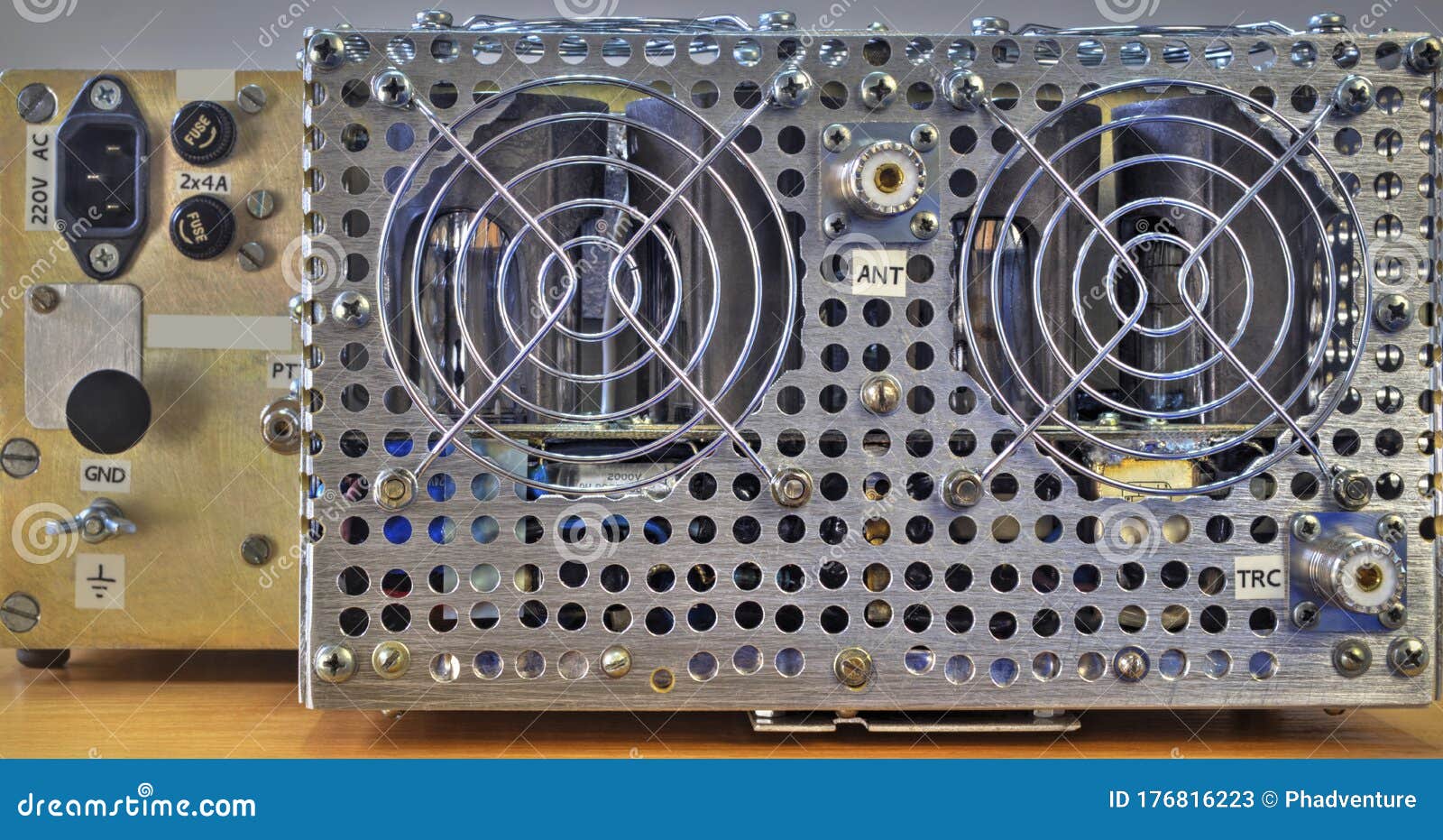 Rear Panel of a High Frequency Power Amplifier with Vacuum Tubes Stock ...