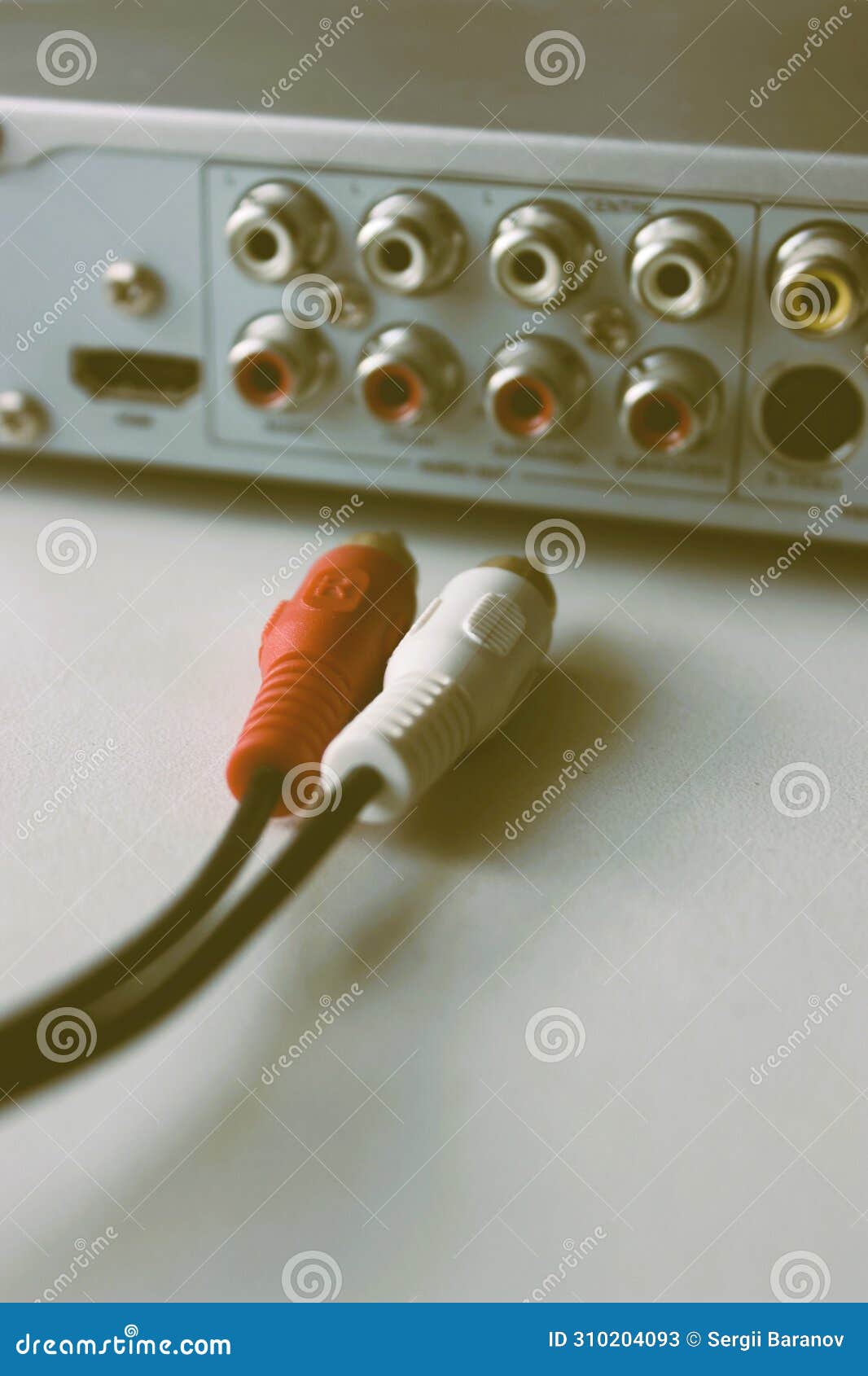 Rear Panel of a Multimedia Player with Ejected Plugs on Video Cable in ...