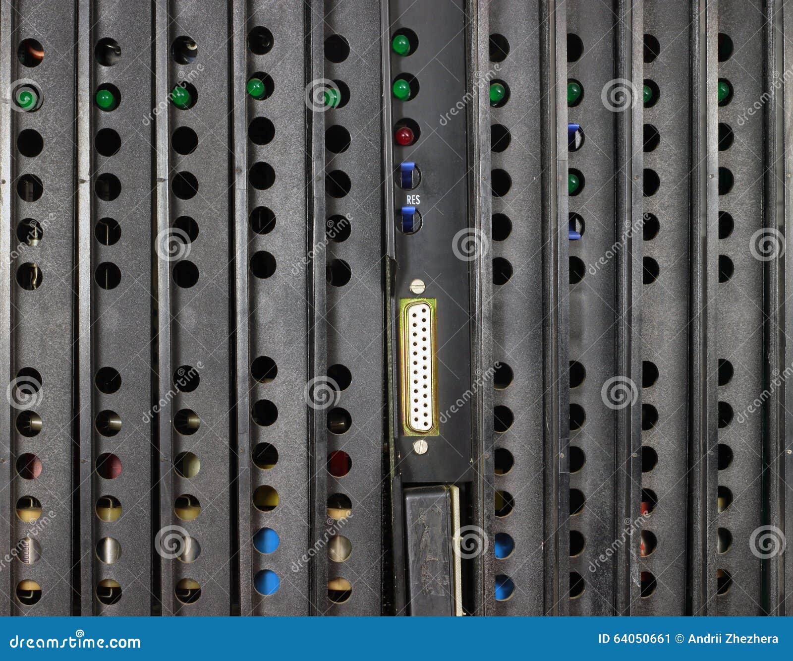 Rear Panel of Old Telephone Exchange. Boards with Indicators and Stock ...