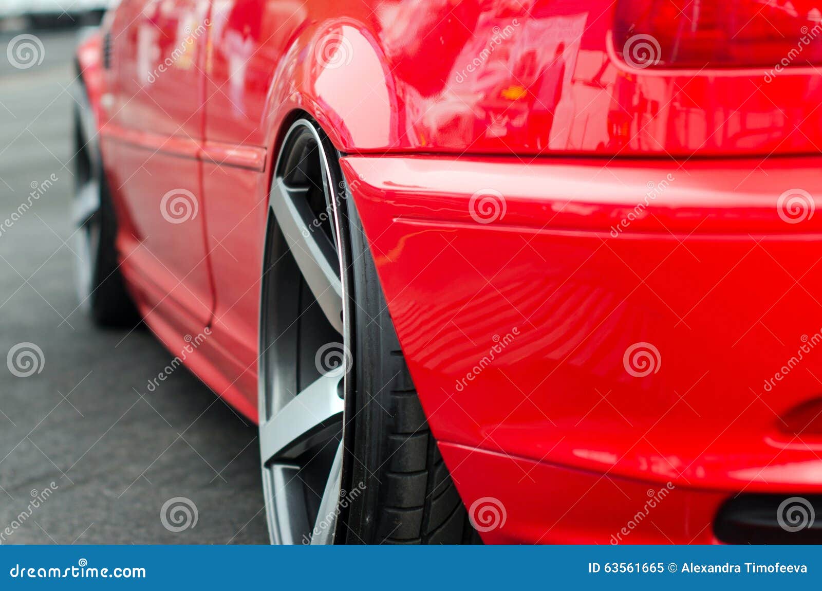 The Rear Part of Modern Stylish Red Car with Wheel Stock Image - Image ...