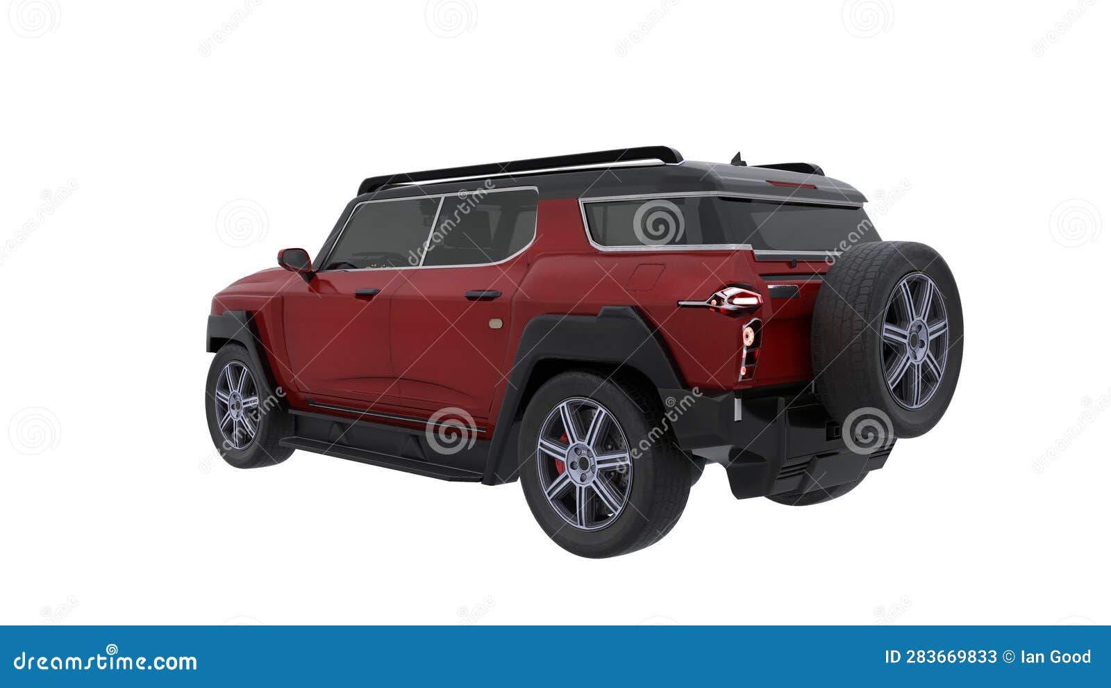 Rear Perspective View of a Generic Modern SUV Motor Car. Isolated 3D ...