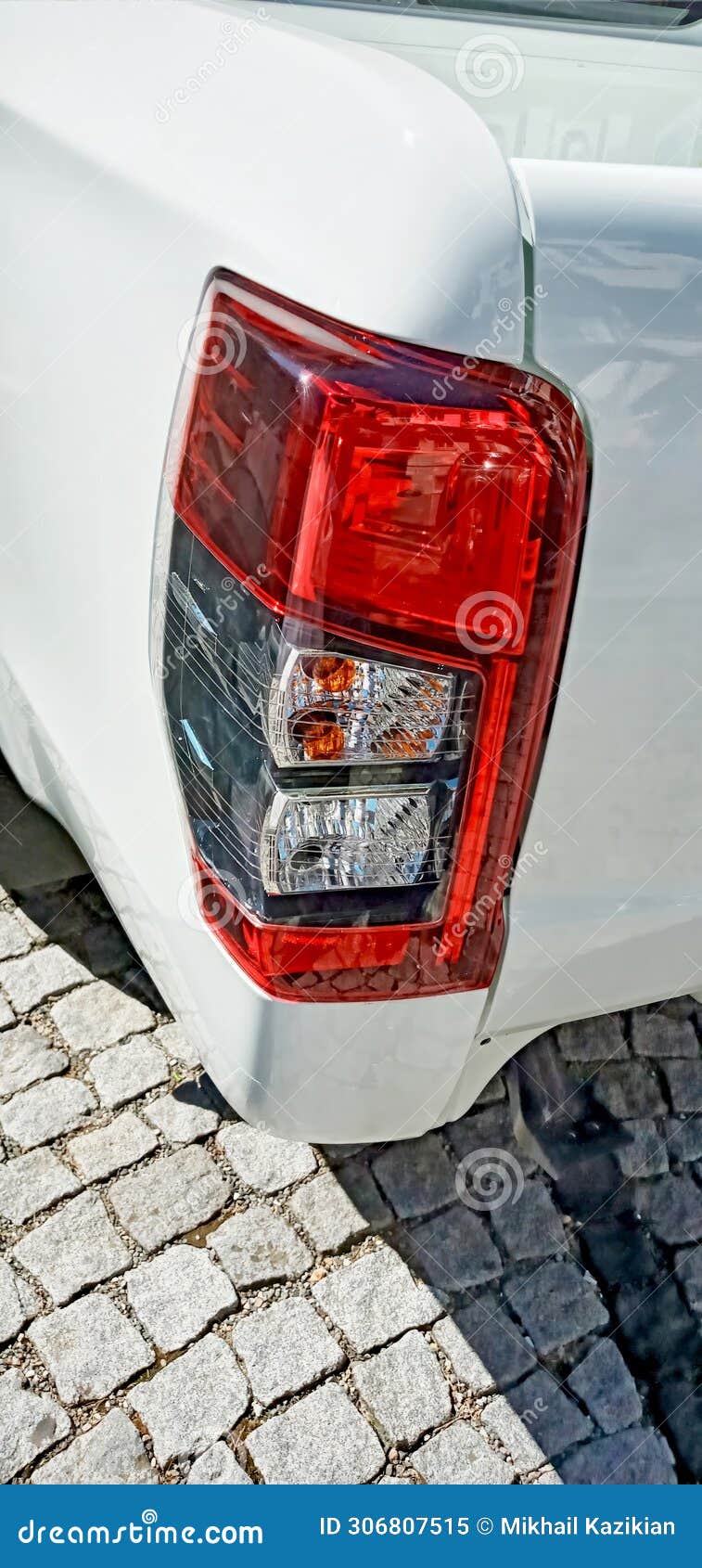 Rear Red Headlight of a White Pickup Truck Stock Image - Image of light ...