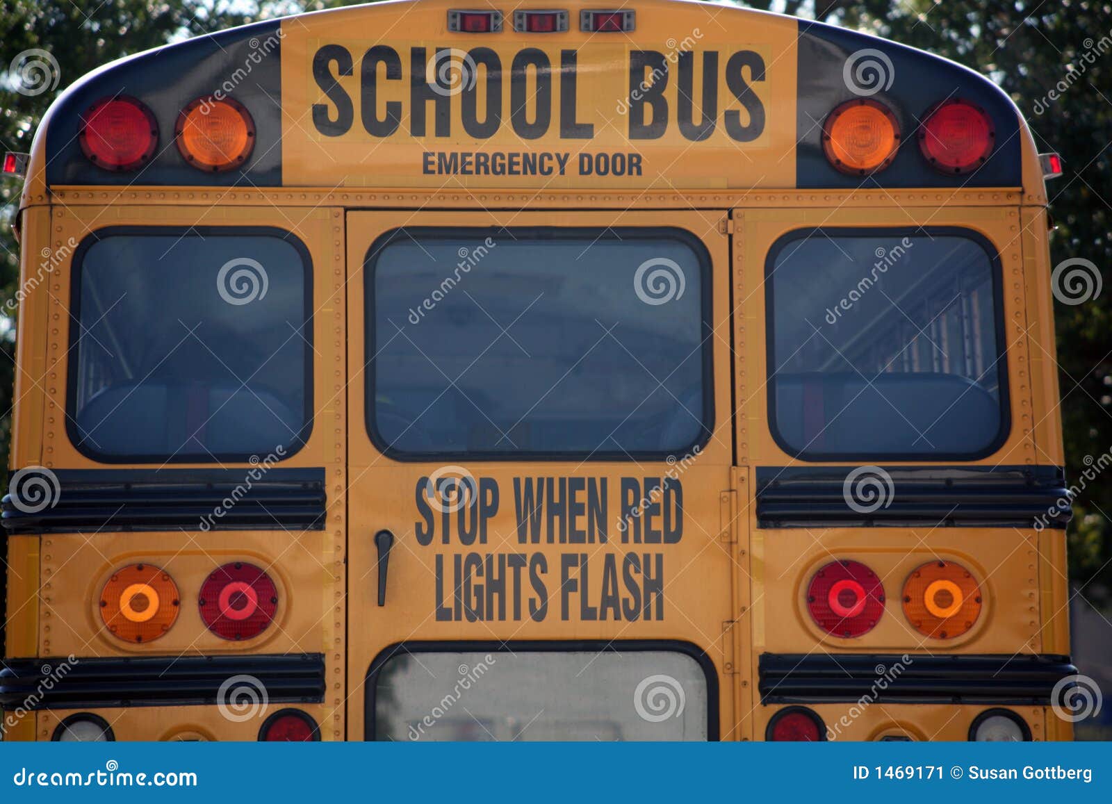 Rear of School Bus stock image. Image of travels, caution - 1469171