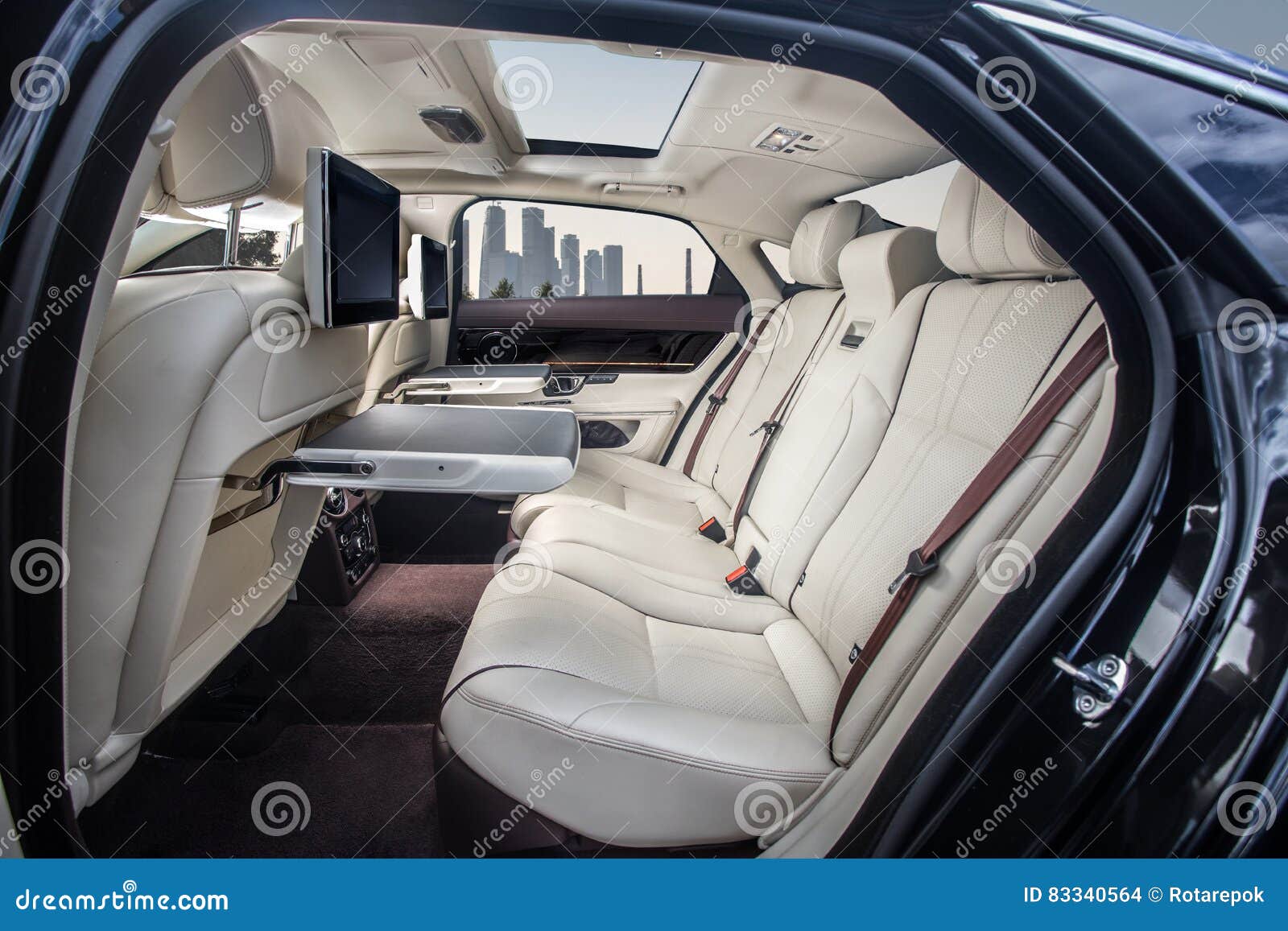 Rear seats of luxury car stock photo. Image of transport - 83340564