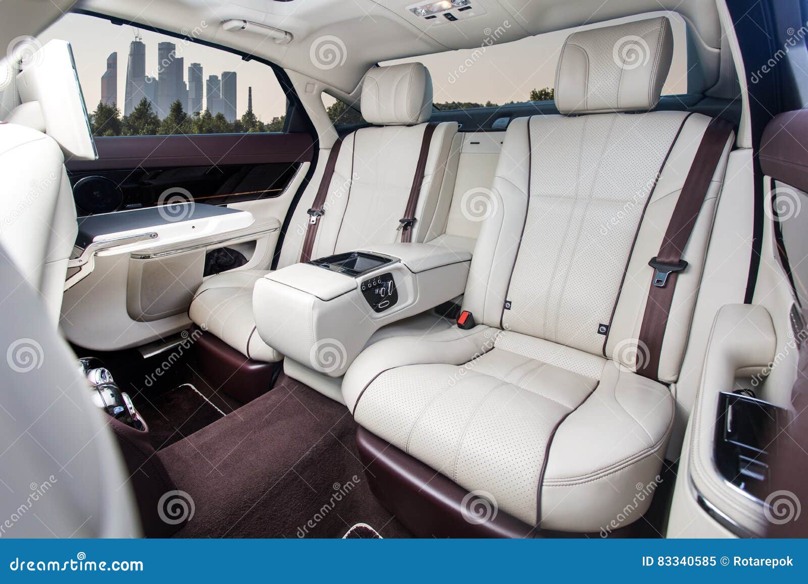 Rear seats of luxury car stock image. Image of cabin - 83340585