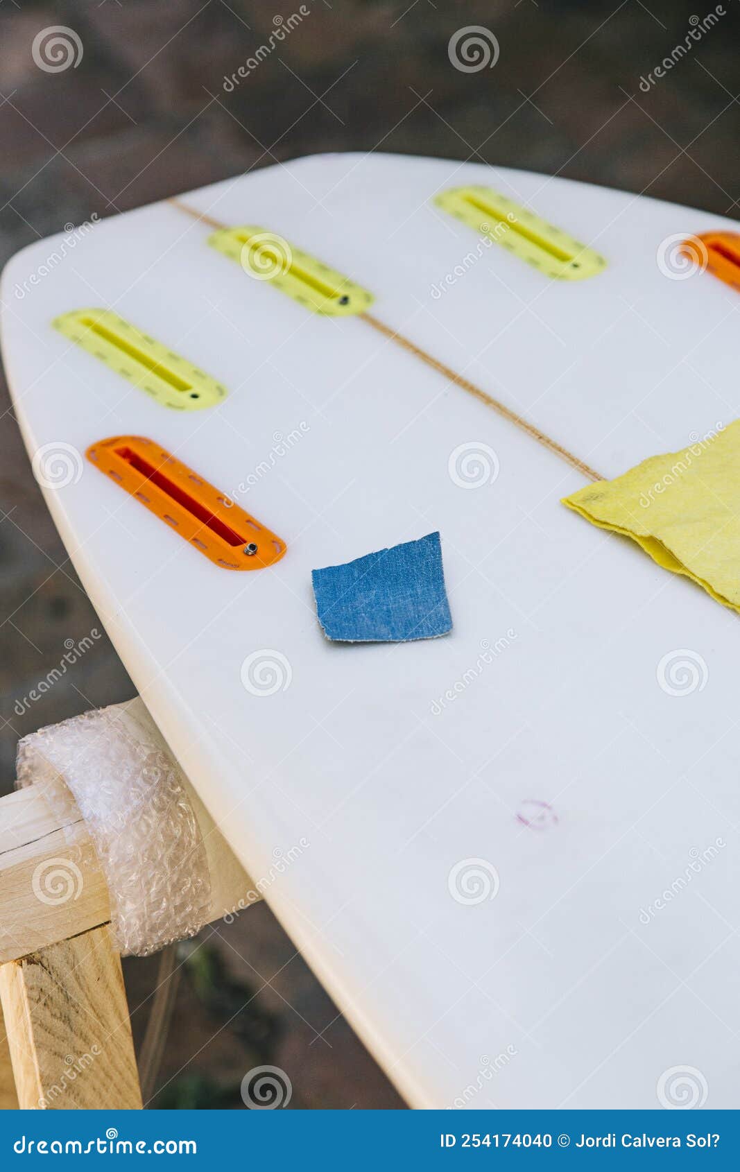 Rear Shot of a Surfboard with a Small Bump Stock Photo - Image of crack ...