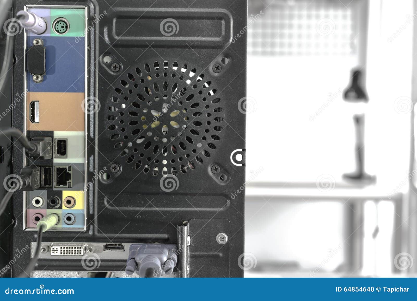 The Rear Side of Computer PC Stock Photo - Image of computer, cable ...