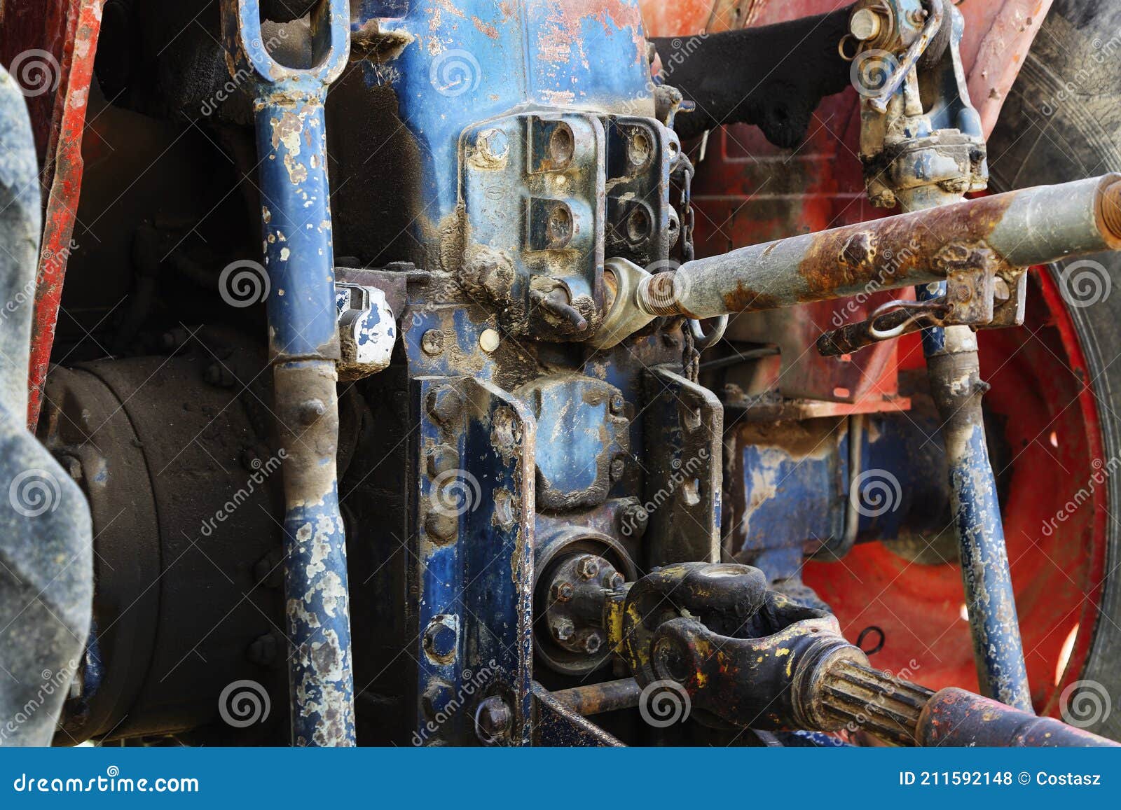 Rear side of tractor stock photo. Image of faded, rust - 211592148