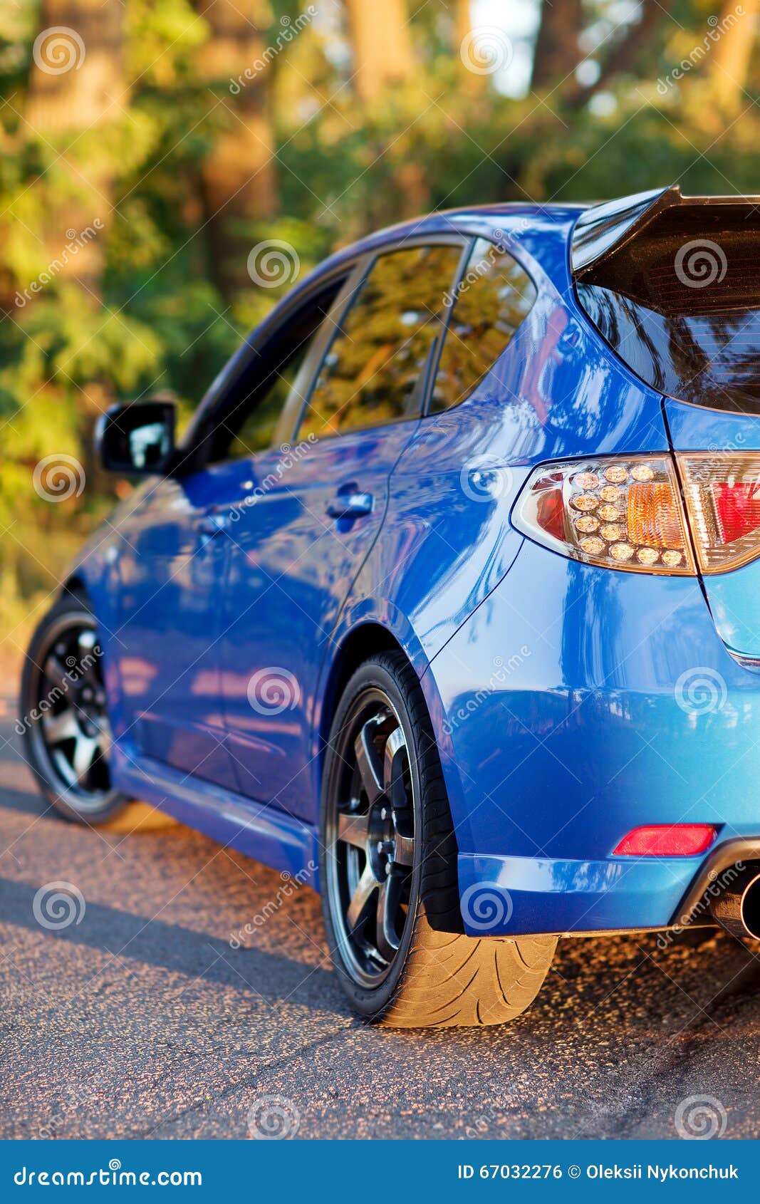 Rear Side View of Blue Sport Car Stock Photo - Image of clean ...