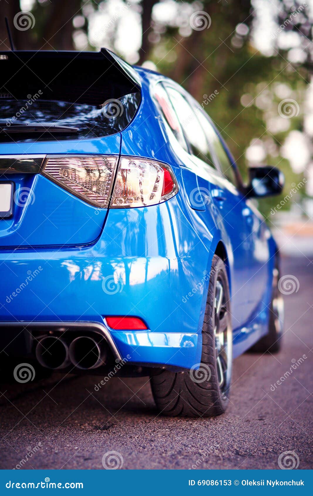 Rear Side View of Blue Sport Car Stock Image - Image of clean ...