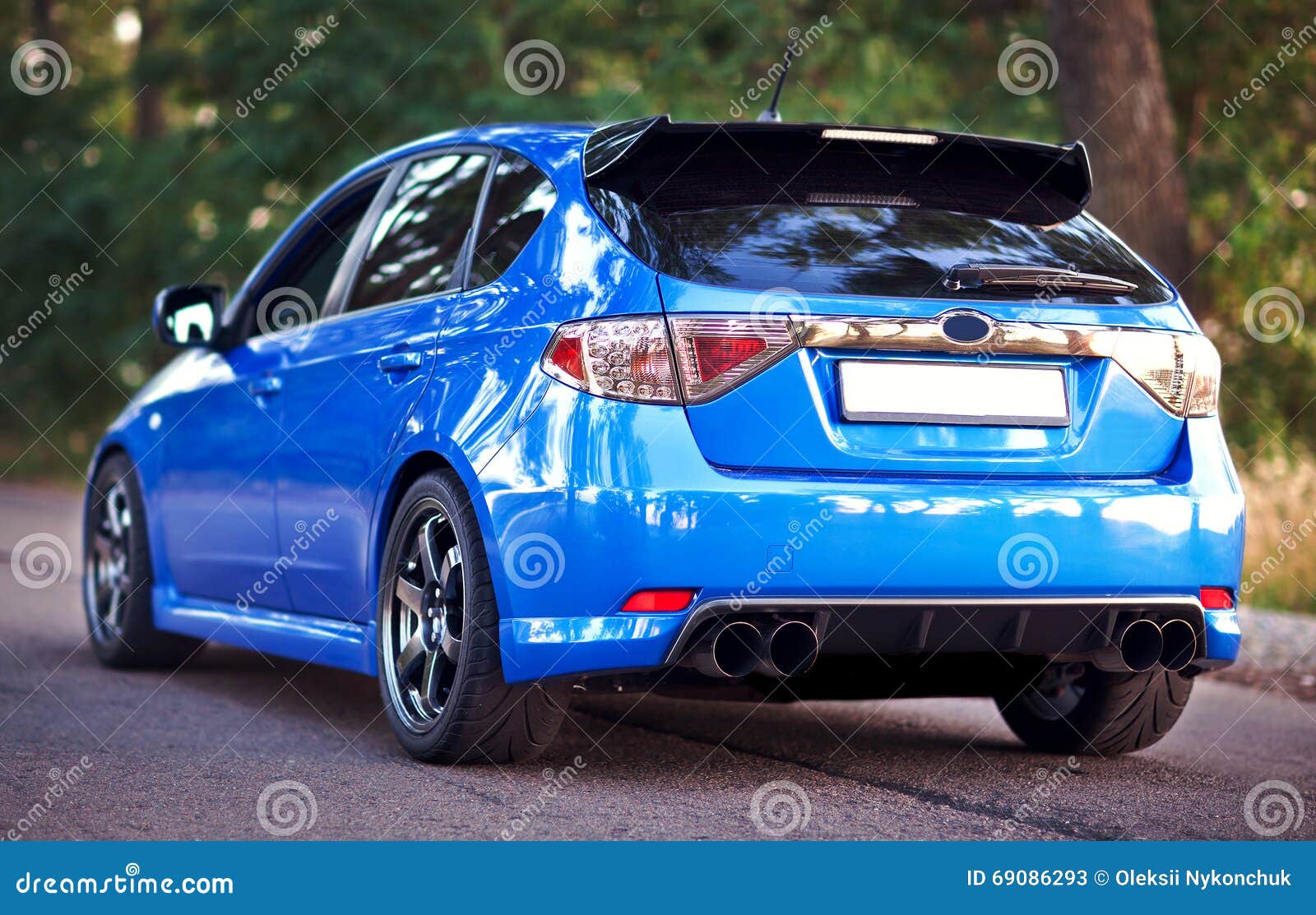 Rear Side View of Blue Sport Car Stock Image - Image of bokeh, chrome ...