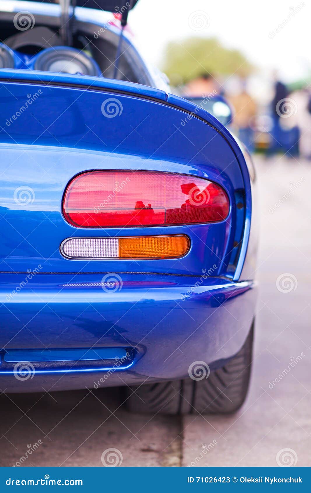 Rear Side View of Blue Sport Car Stock Image - Image of status ...