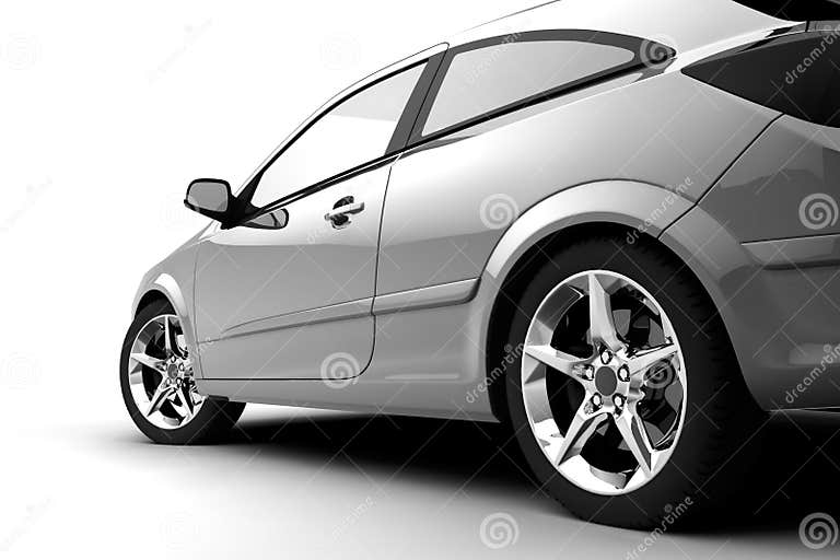 Rear-side View of a Car on White Stock Illustration - Illustration of ...