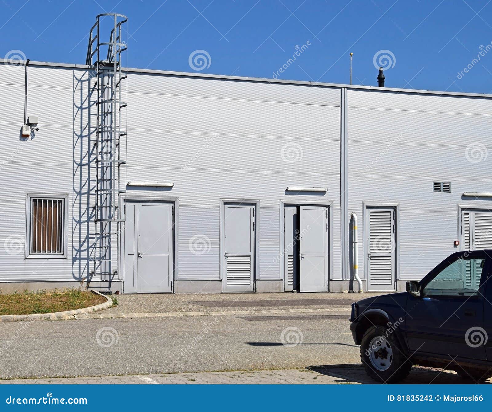 Rear Side of the Warehouse Building Stock Photo - Image of selective ...