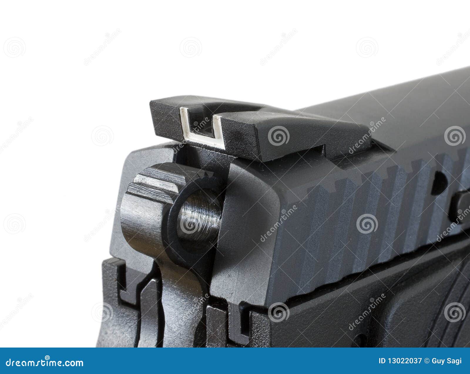 Rear sight and hammer stock image. Image of firearm, white - 13022037