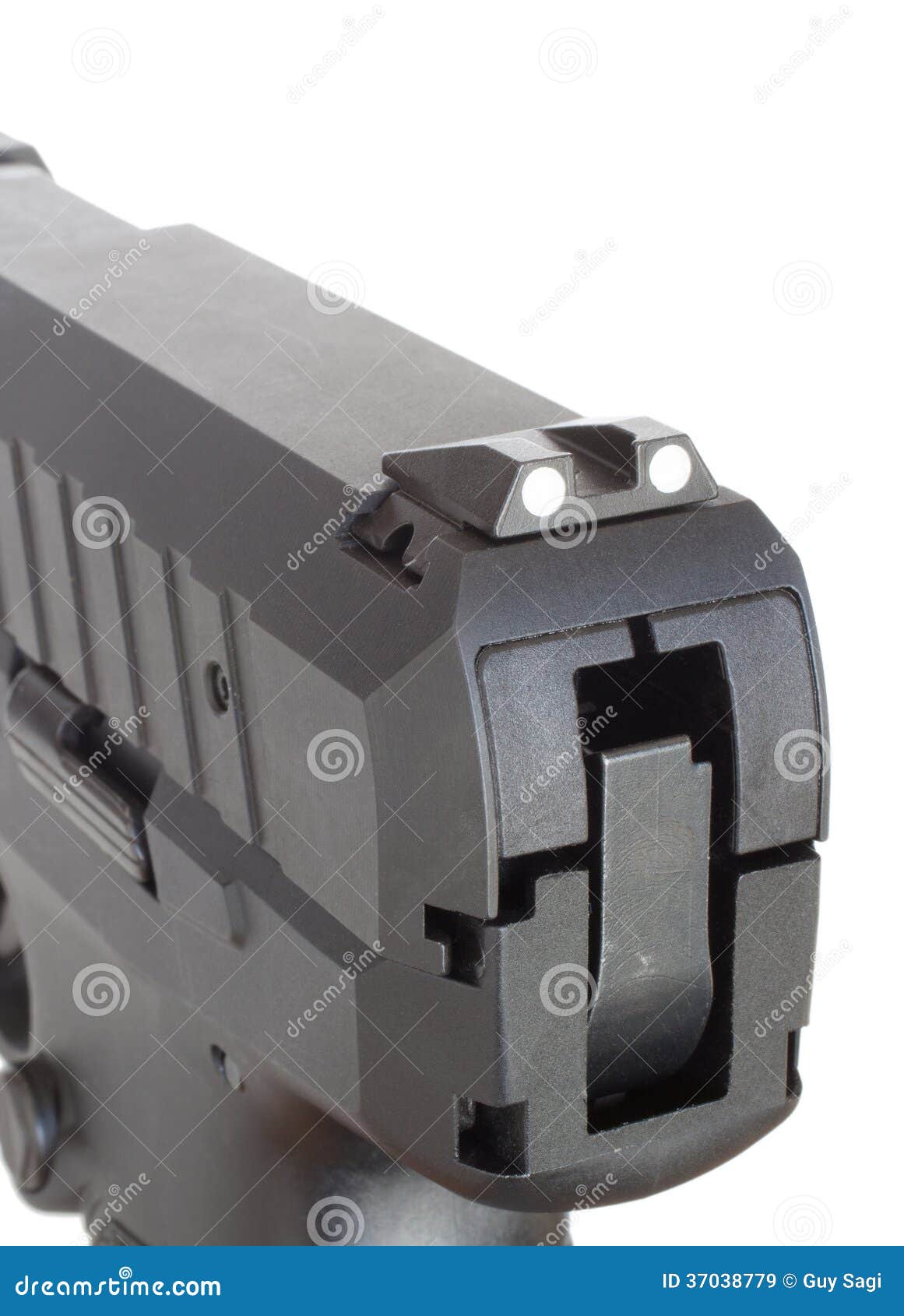 Rear sight of a handgun stock image. Image of pistol - 37038779