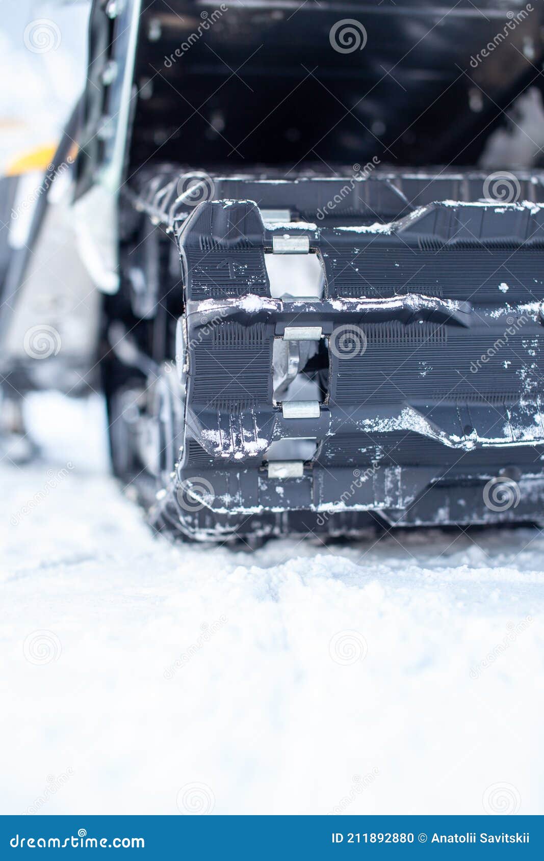 Rear Suspension of a Snowmobile in Winter. Riding in the Snow Stock ...