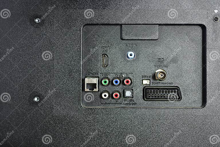 Rear TV Panel with Input and Output Connectors Stock Photo - Image of ...