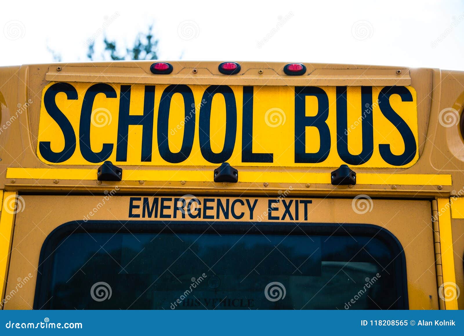 Rear of US School Bus Showing the Emergency Exit Stock Image - Image of ...