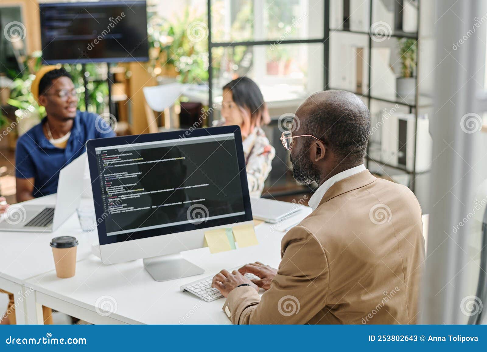 Programmer Writing Code on Computer Stock Image - Image of specialist ...