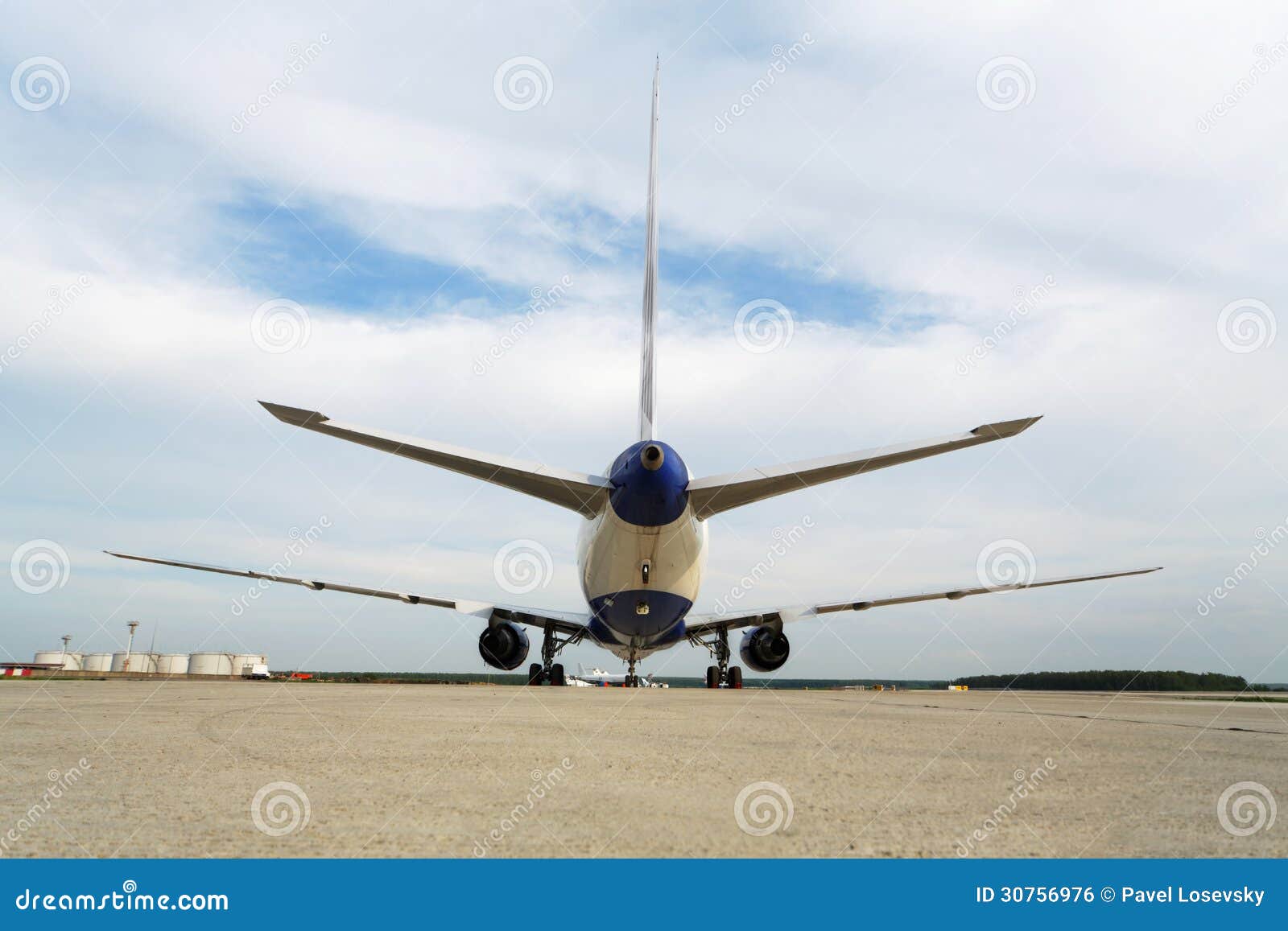Rear View of Airplane Standing at Aerodrome Stock Photo - Image of ...