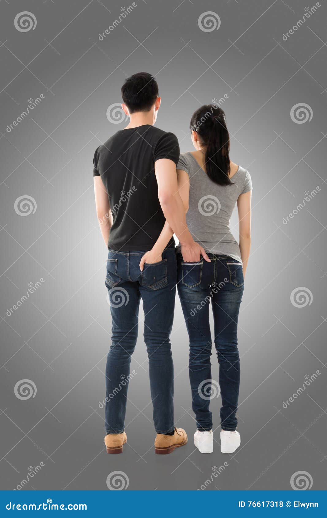 Rear View of Asian Young Couple Stock Photo - Image of attractive ...