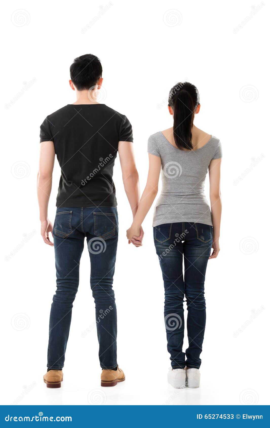 Rear View of Asian Young Couple Stock Image - Image of hand, length ...