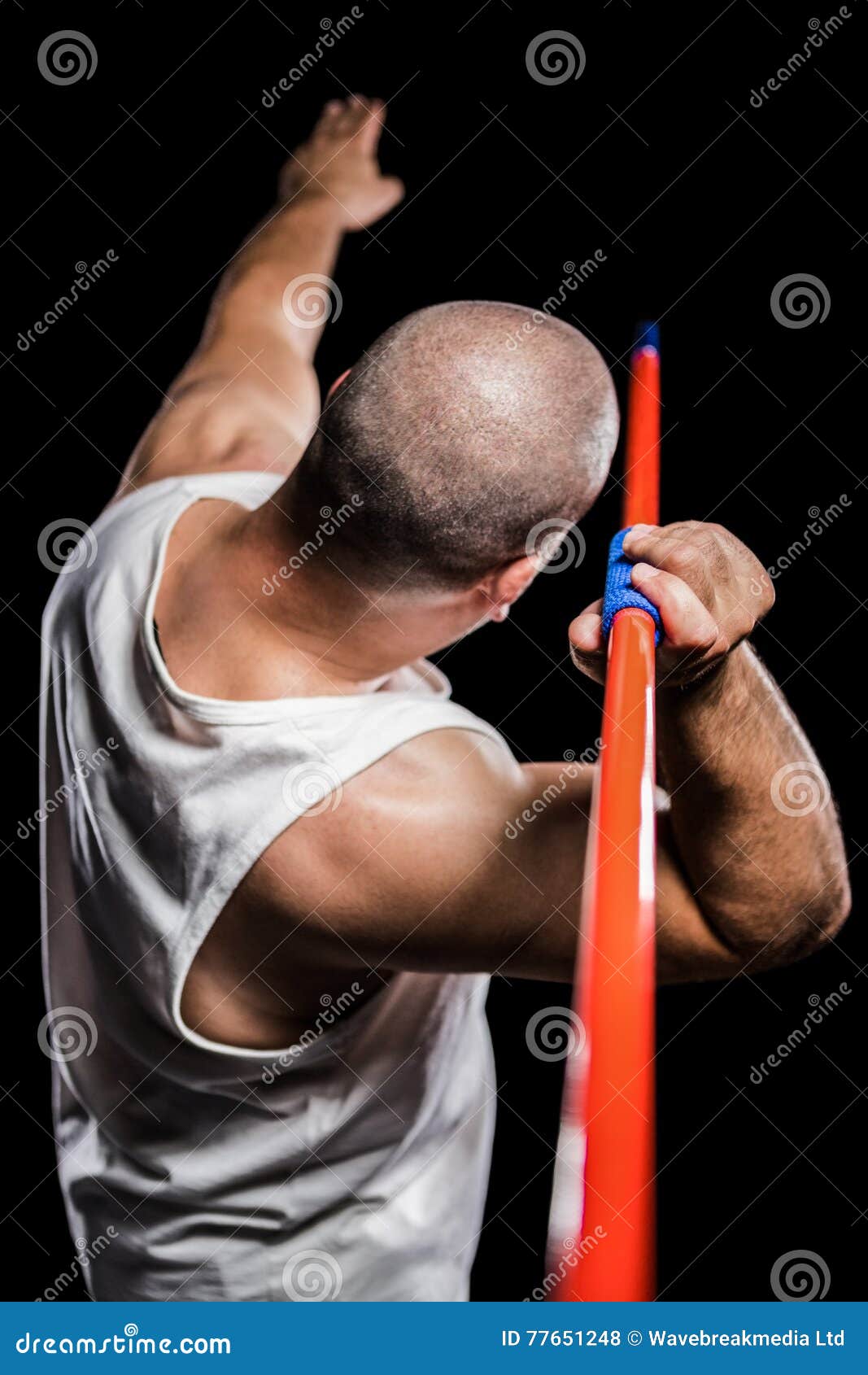 Rear View of Athlete Preparing To Throw Javelin Stock Photo - Image of ...