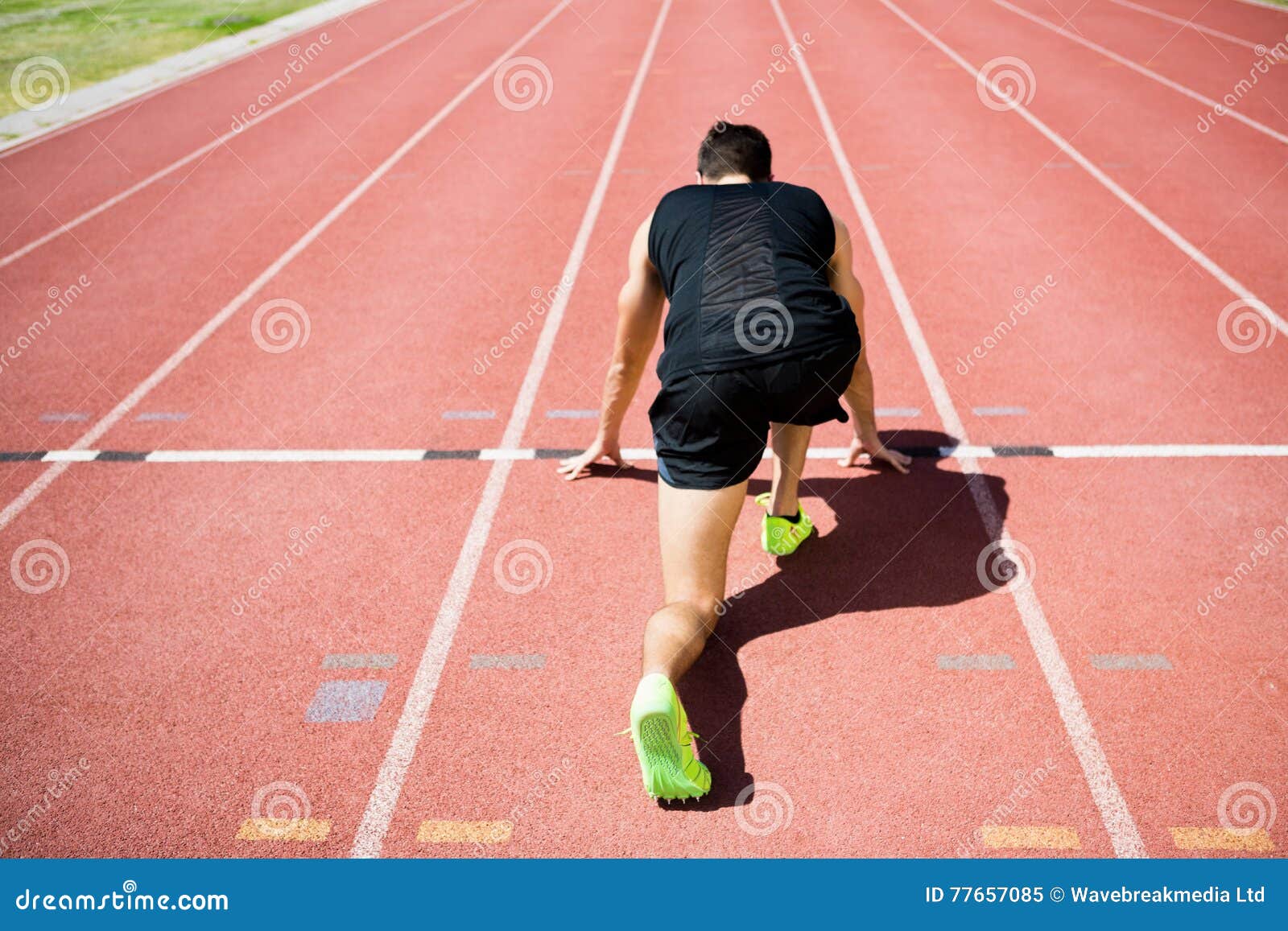 Rear View of an Athlete Ready To Run Stock Image - Image of runner ...