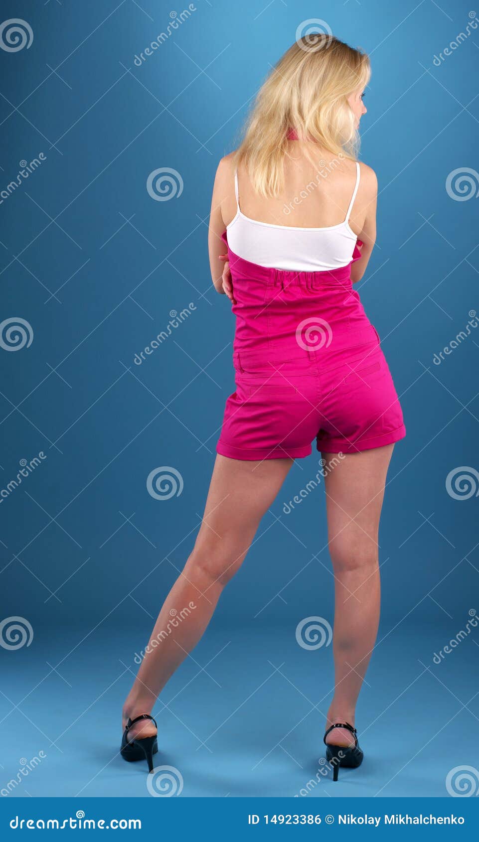 Rear View of Beautiful Young Blond Stock Photo - Image of short, woman ...