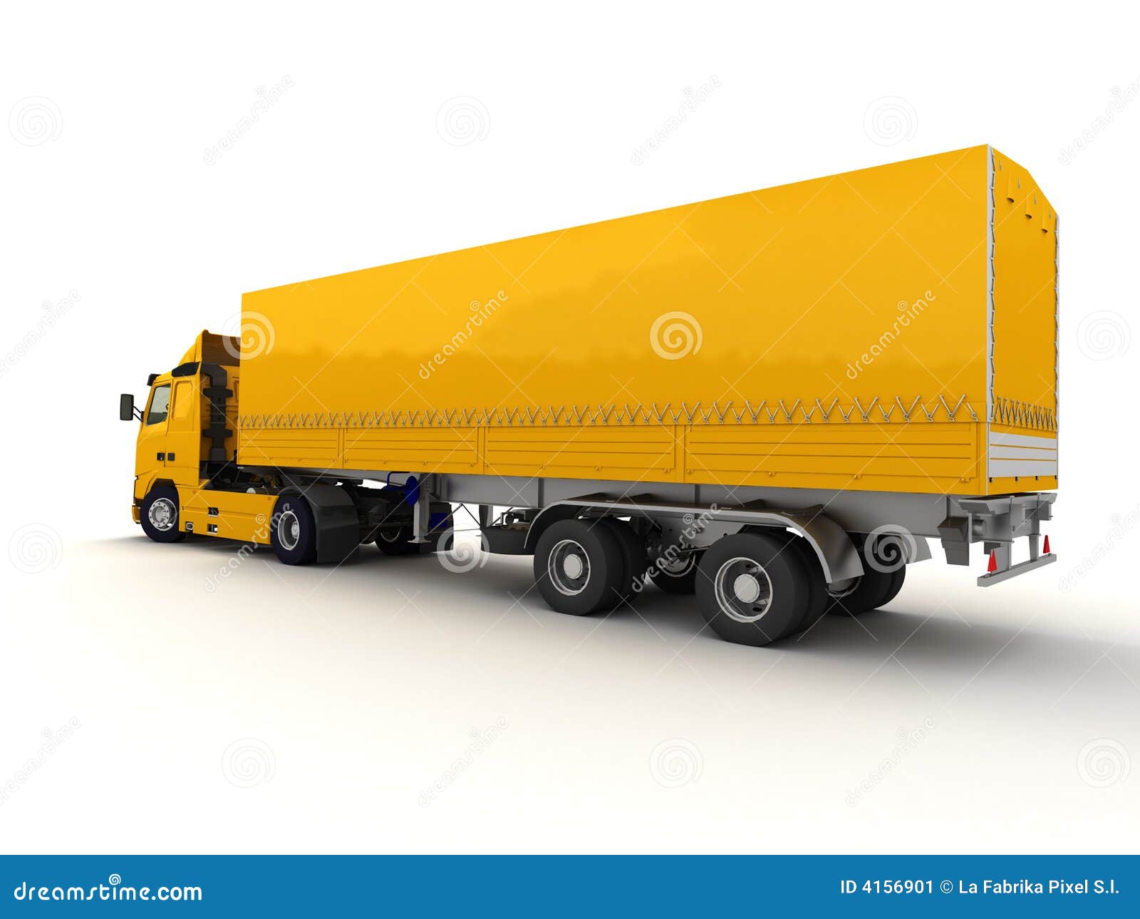 Rear View of a Big Yellow Truck Stock Illustration - Illustration of ...