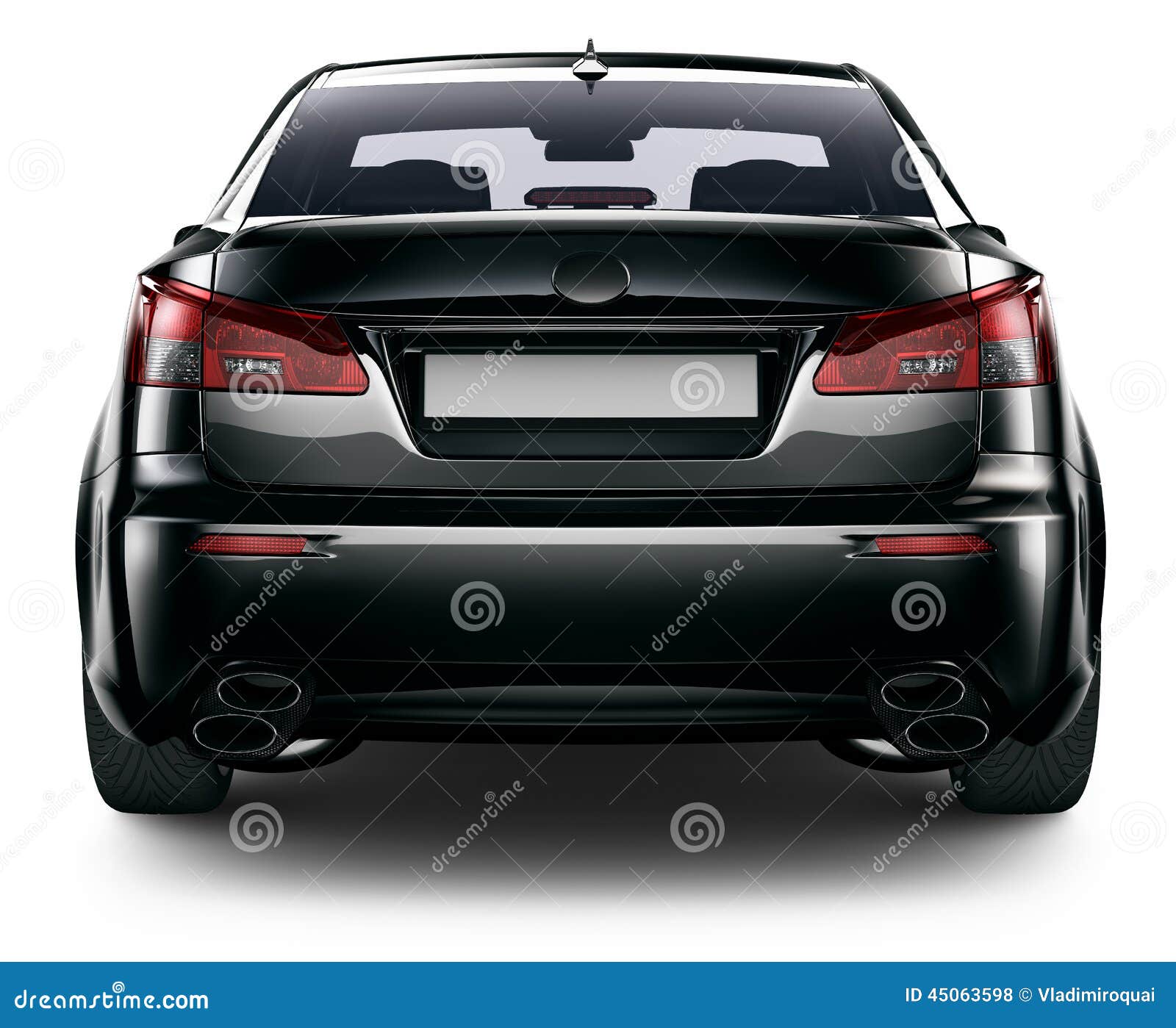 Rear View of Black Sedan Car Stock Illustration - Illustration of view ...