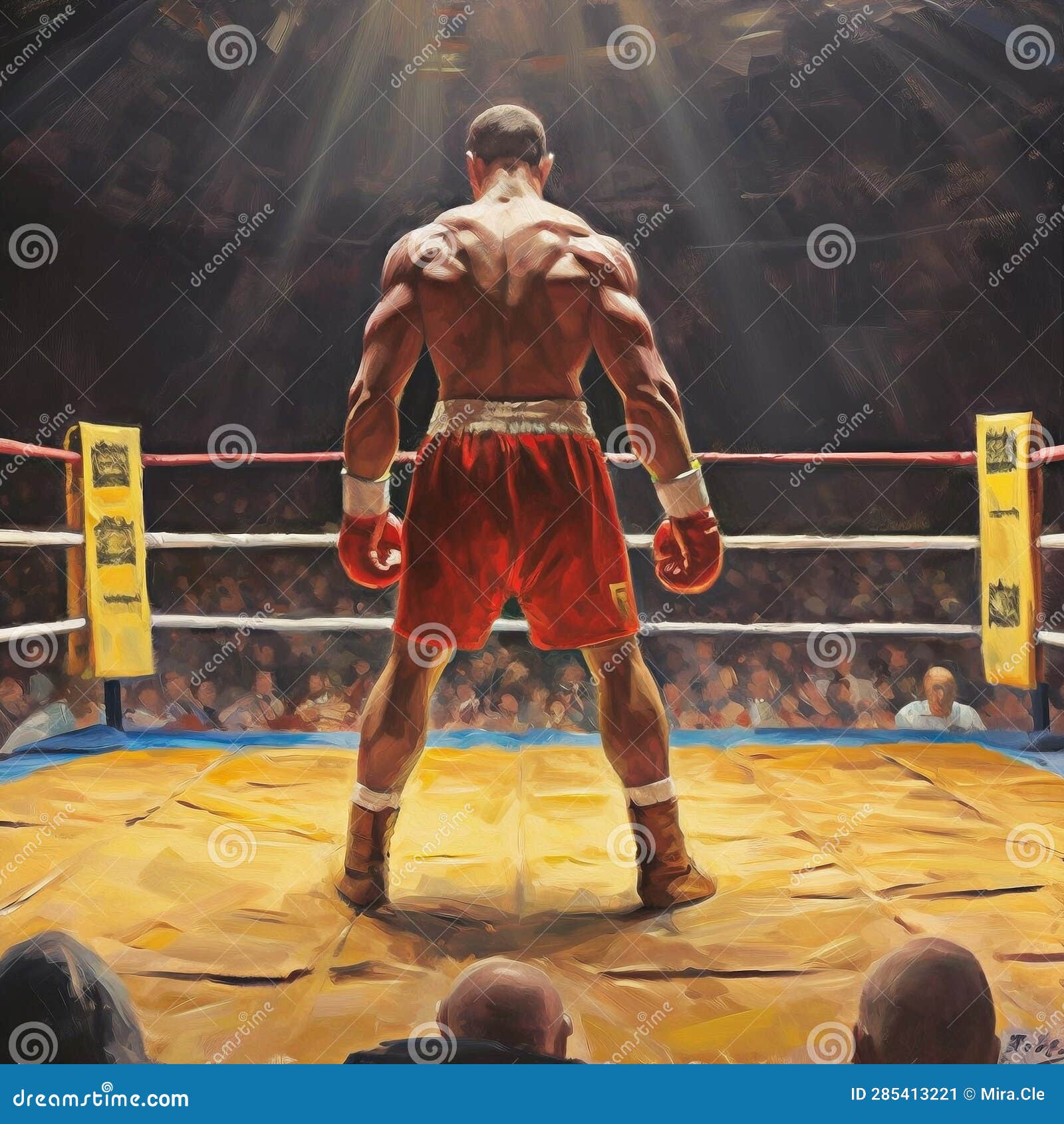 Rear View at Boxer in the Ring, Created with Generative AI Stock ...