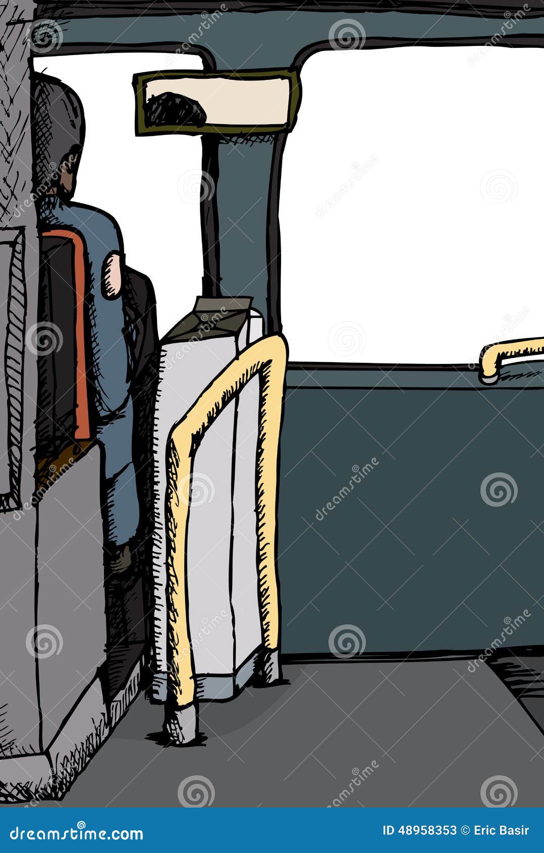 Rear View of Bus Driver stock illustration. Illustration of driving ...