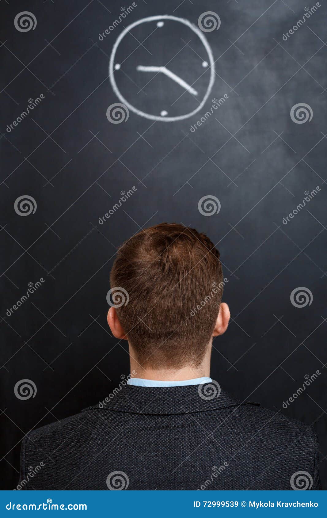 Rear View of Business Man Looking at Clock Stock Image - Image of time ...